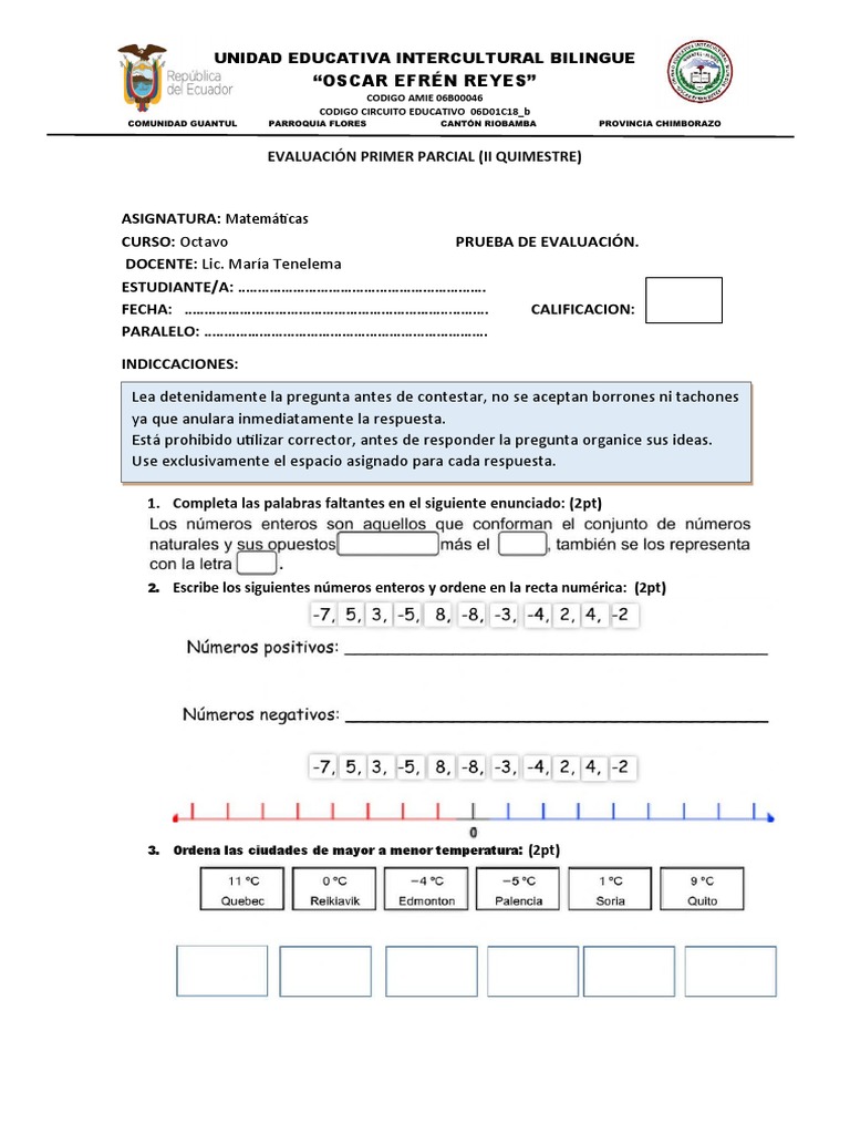 OCTAVO Matematicas | PDF