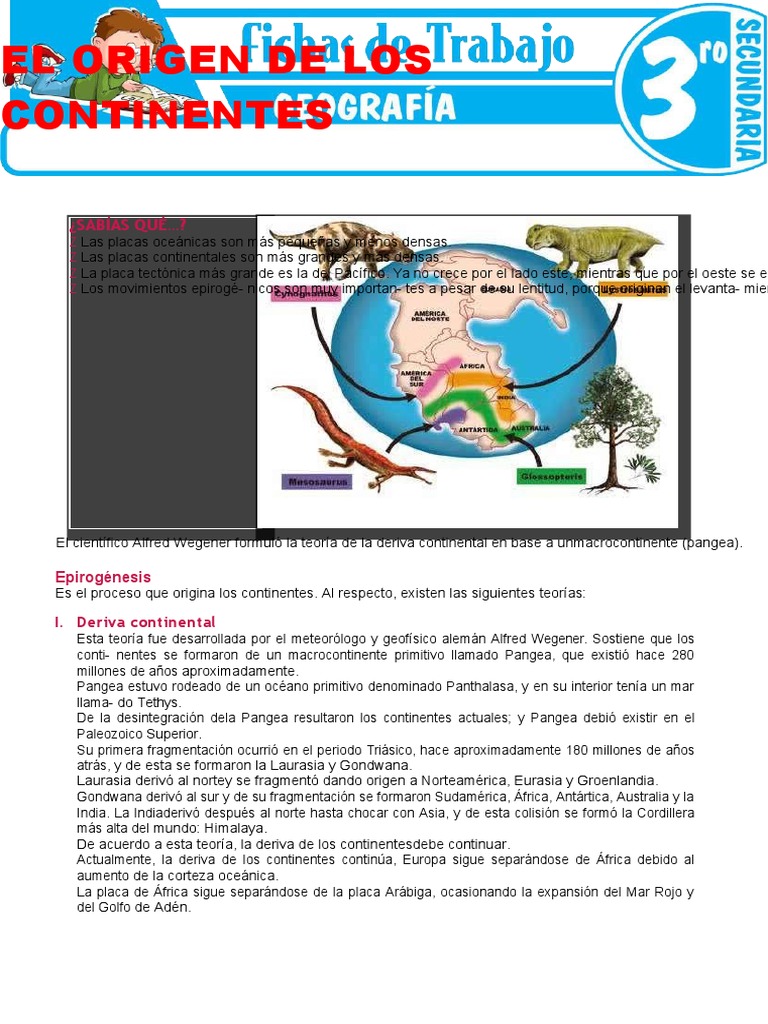 El Origen de Los Continentes para Tercer Grado de Secundaria | PDF ...