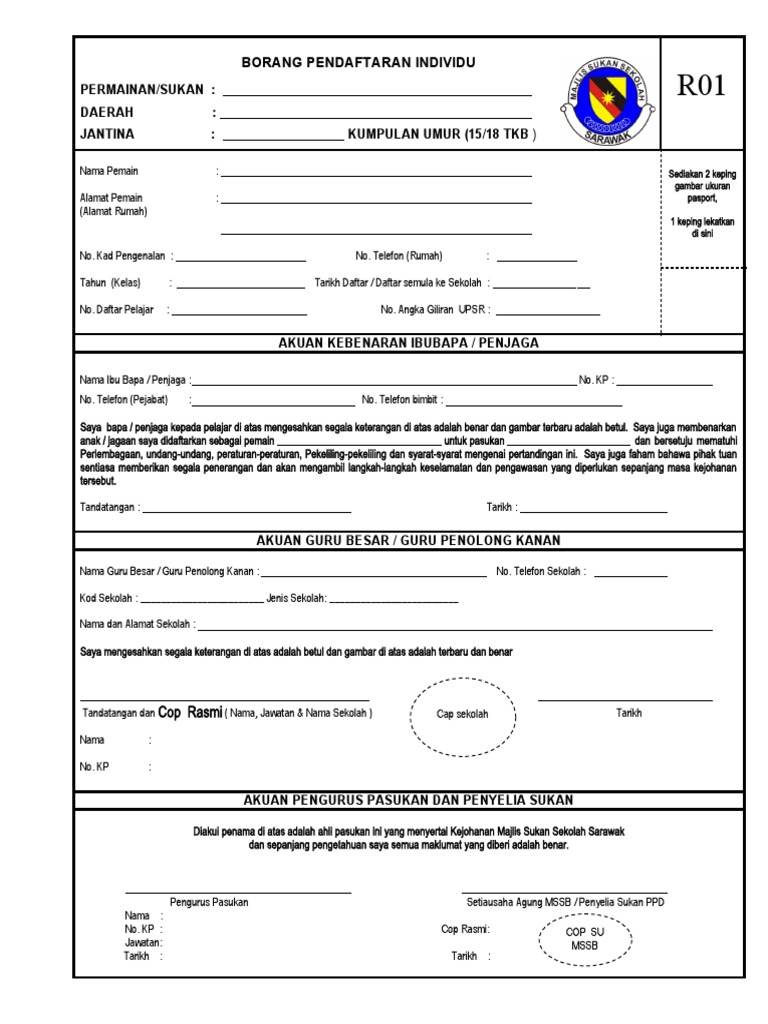 BORANG RO1 MSS Sarawak | PDF