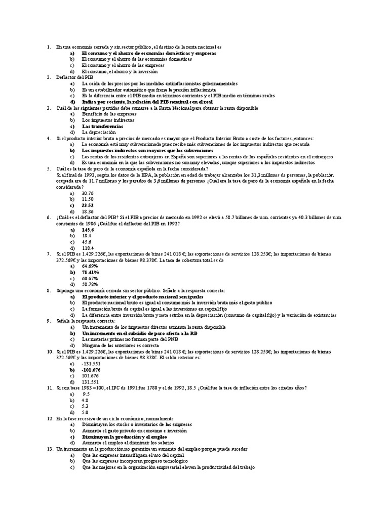 Examen Economia General | PDF | Producto Interno Bruto | Inflación