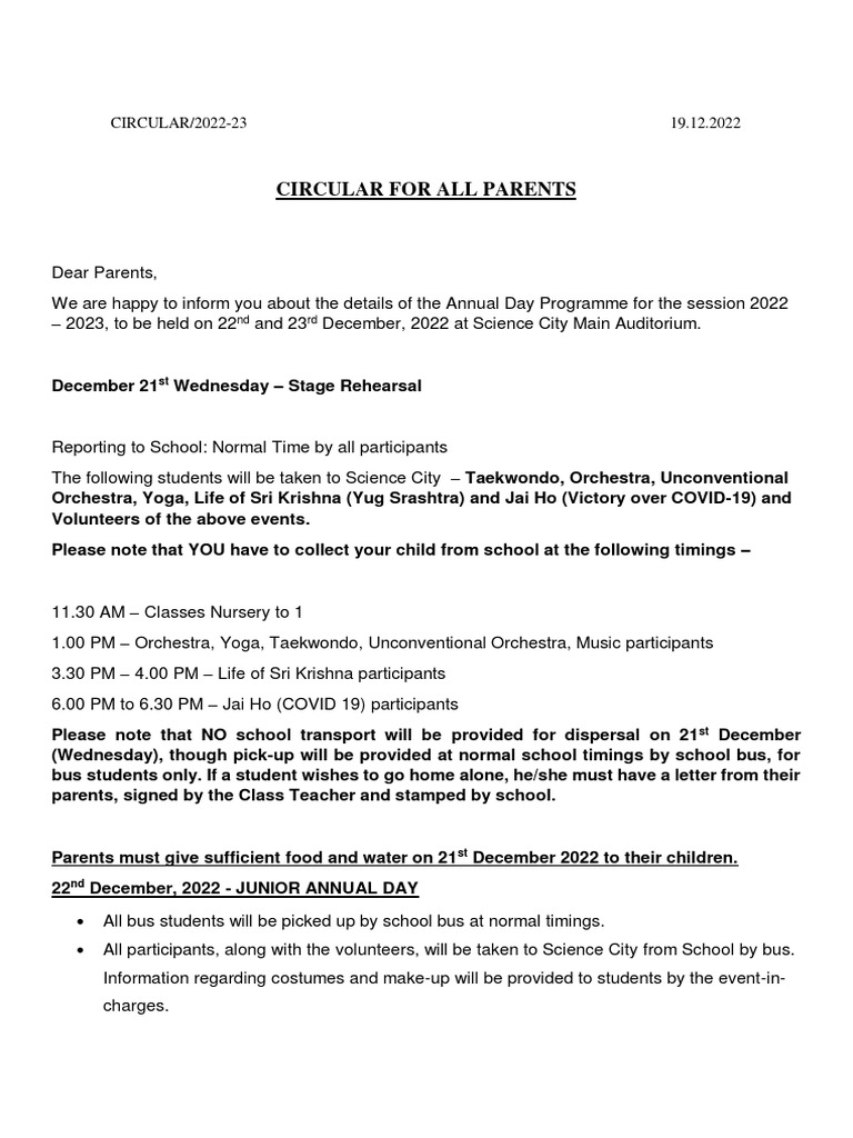 Circular For Annual Day - Nascorp - 2 | PDF