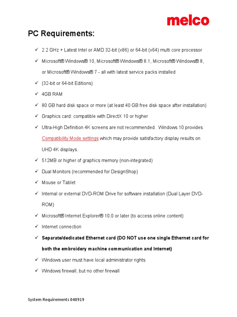 System Requirements for Software Installation | PDF | Computers