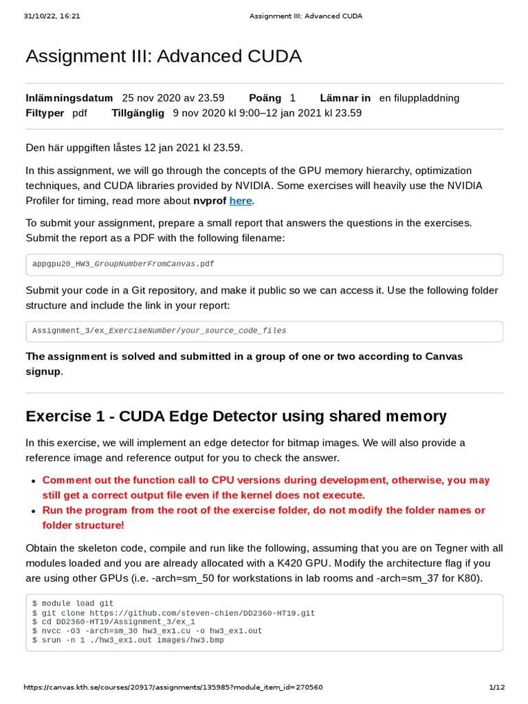 Assignment III - Advanced CUDA | Download Free PDF | Computer Science | Computer Programming