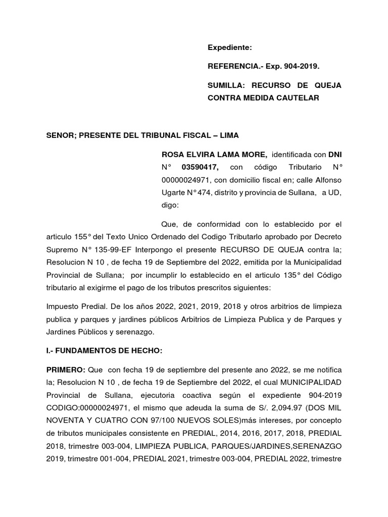 Interpone Recurso de Queja . | PDF | Gobernancia | Justicia