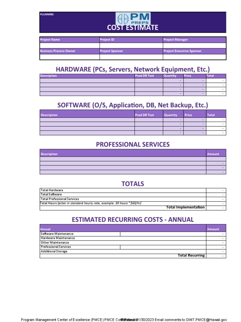 P-9 Cost Estimating Worksheet | PDF | Specification (Technical Standard ...