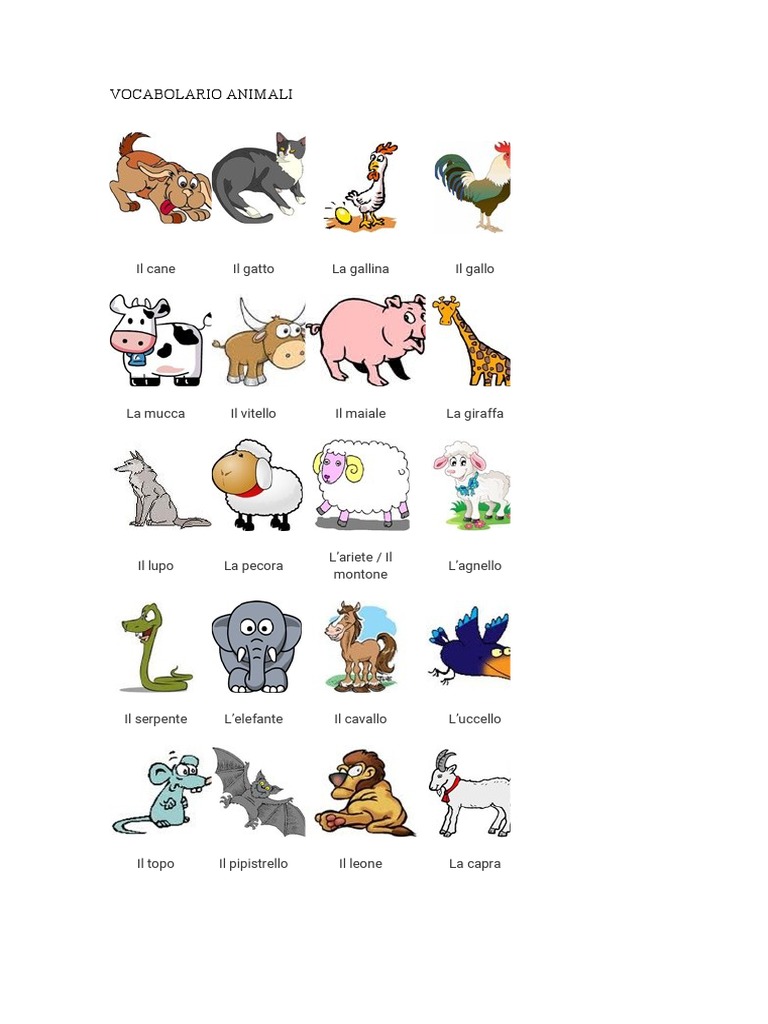 Vocabolario Animali | PDF