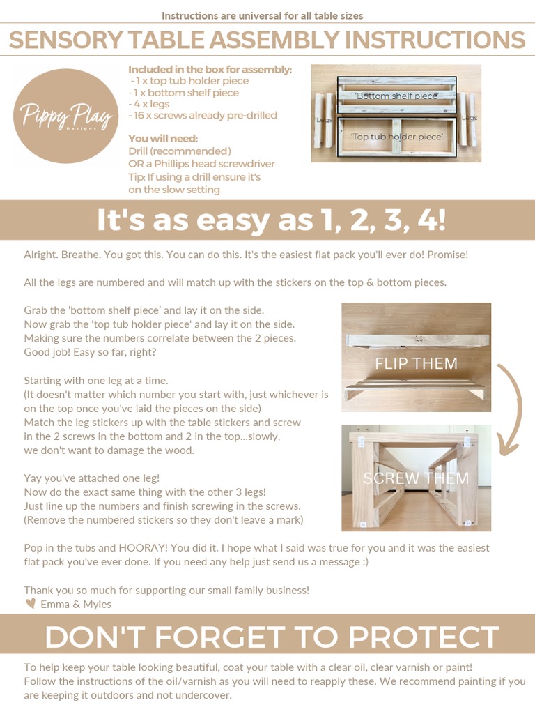 Sensory Table Assembly Instructions | PDF
