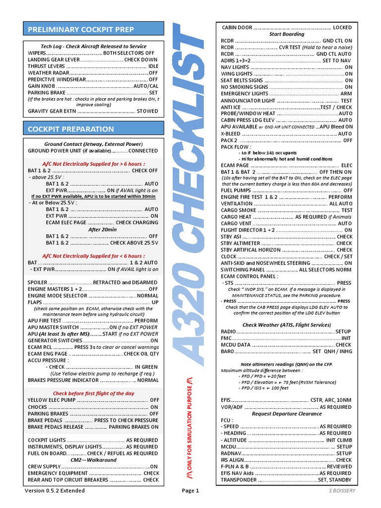 Checklist A320 Tichoun | PDF