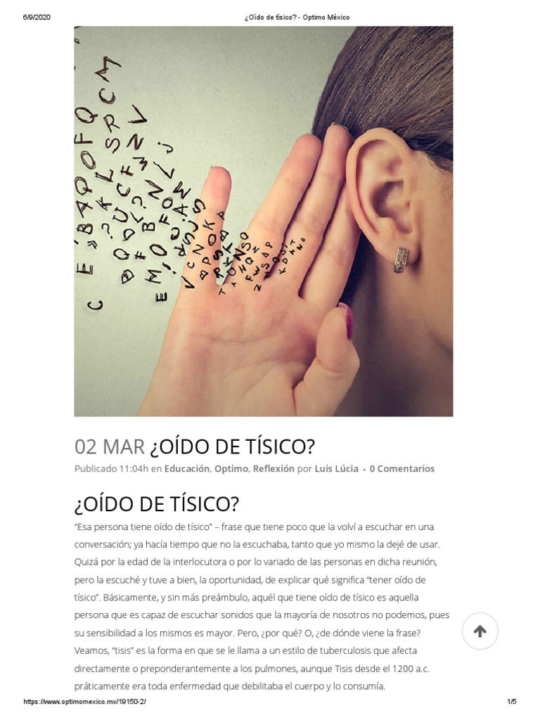 ¿Oído de Tísico - Optimo México | PDF | Tuberculosis | Oído