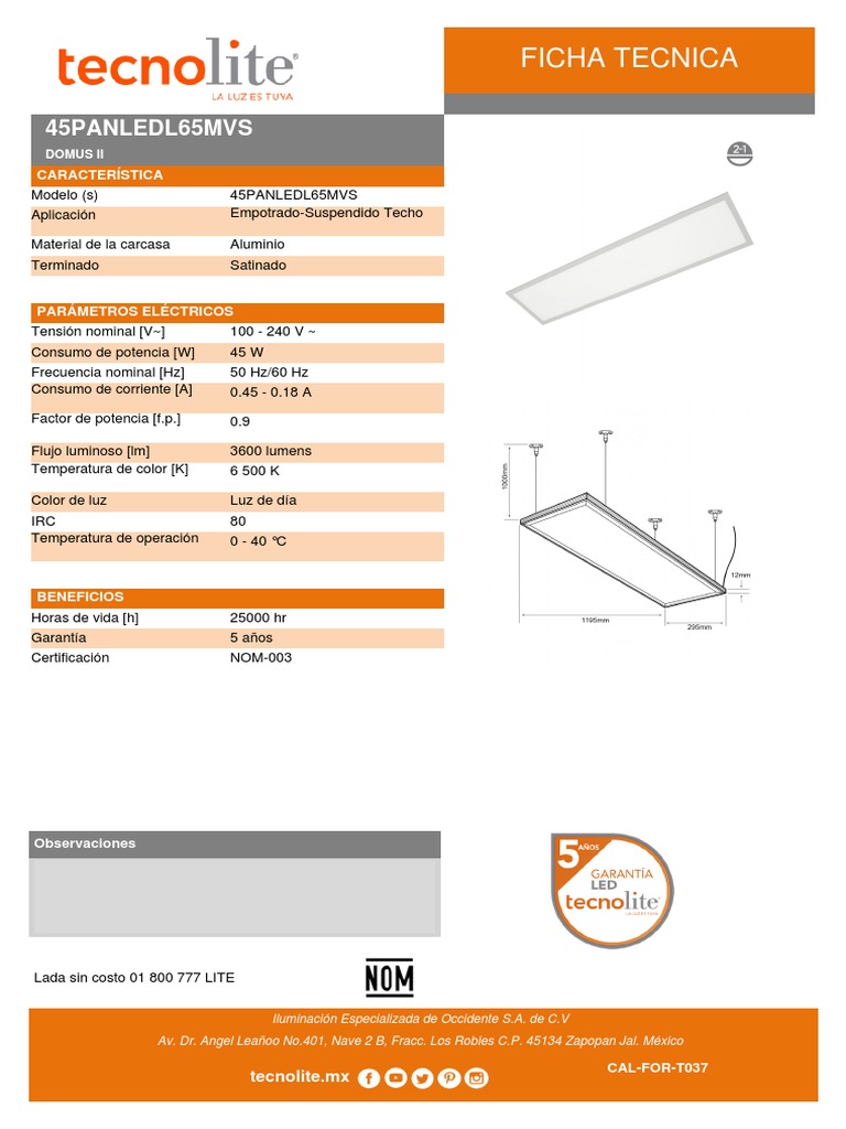 45PANLEDL65MVS DataSheet | PDF