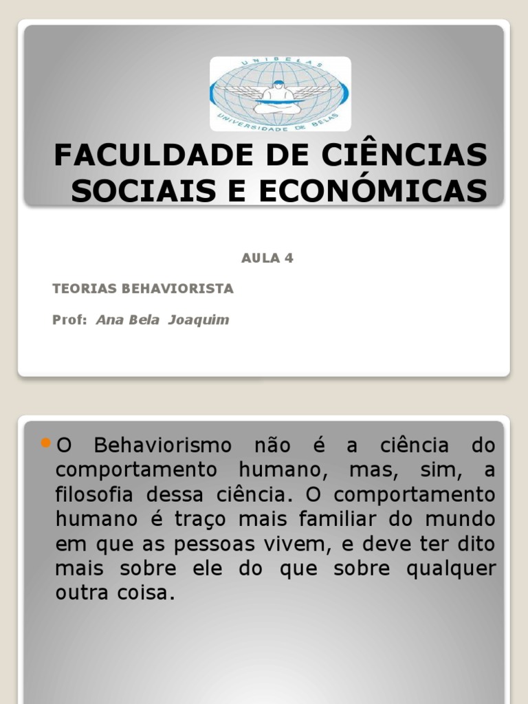 Aula 4 Teoria Behaviorista | PDF | Behaviorismo | Psicologia