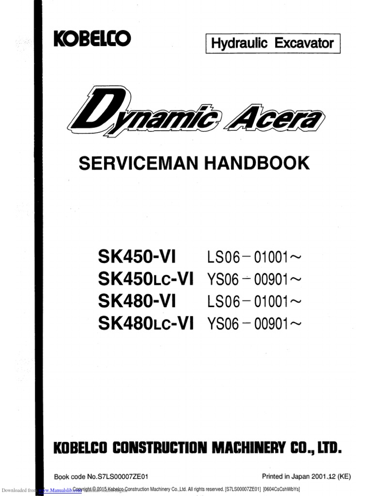 Kobelco Dynamic Acera Sk450-Vi, Acera Sk450lc-Vi, Acera Sk480-Vi, Acera ...