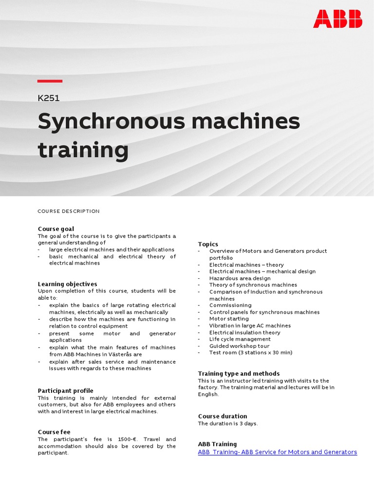 Synchronous Machine Training | PDF | Electric Motor | Electric Generator