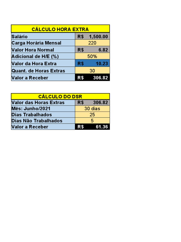Planilha de Horas-Extras | PDF