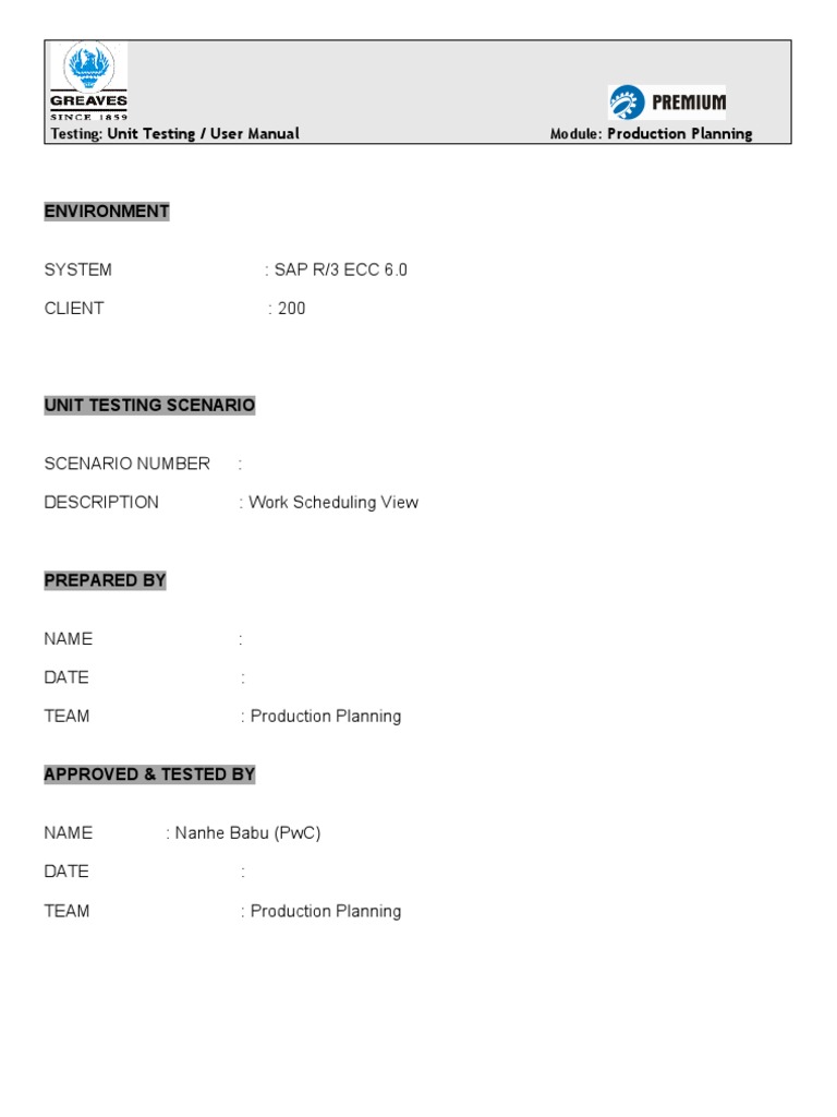 SAP PP Material Master Work Scheduling View | PDF | Unit Testing | Receipt