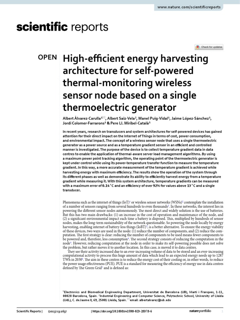 High-Efficient Energy Harvesting Architecture For Self-Powered Thermal ... High-Efficient Energy Harvesting Architecture For Self-Powered Thermal ...