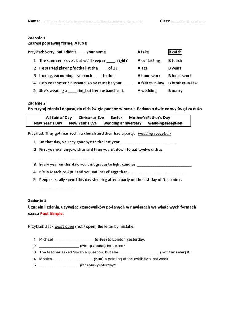 Angielski UNIT 3 TEST Klasa 7 | PDF Angielski UNIT 3 TEST Klasa 7 | PDF
