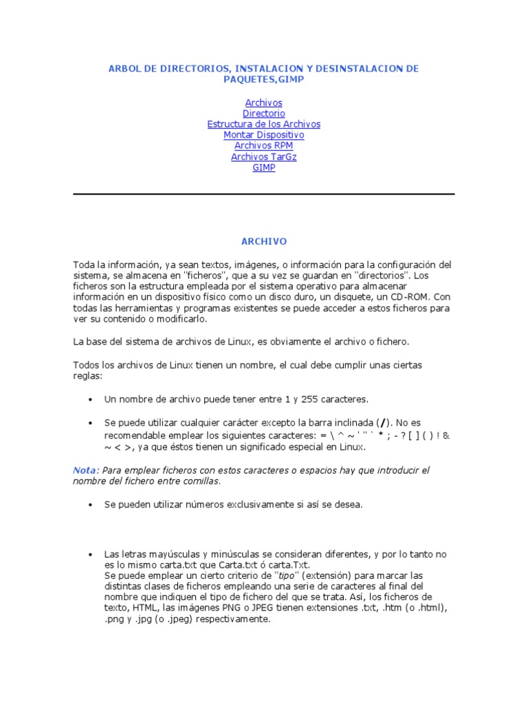 Arbol de Directorios Linux | PDF | Sistema de archivos | Archivo de ...