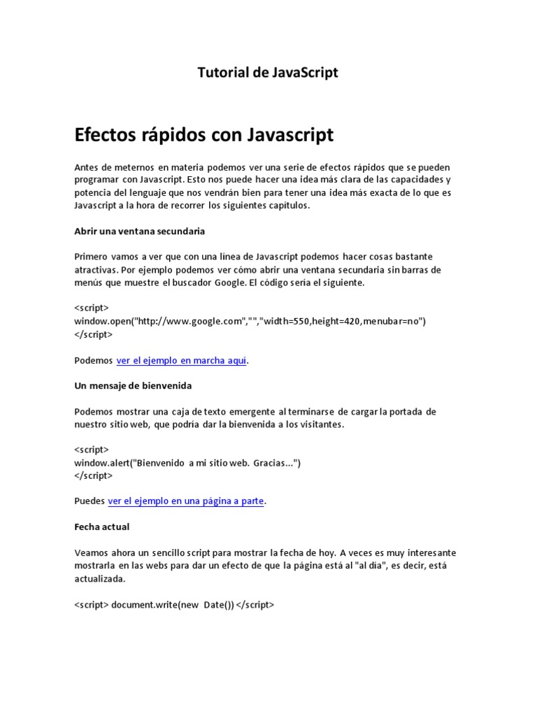 Tutorial de Javascript | PDF | Script Java | HTML