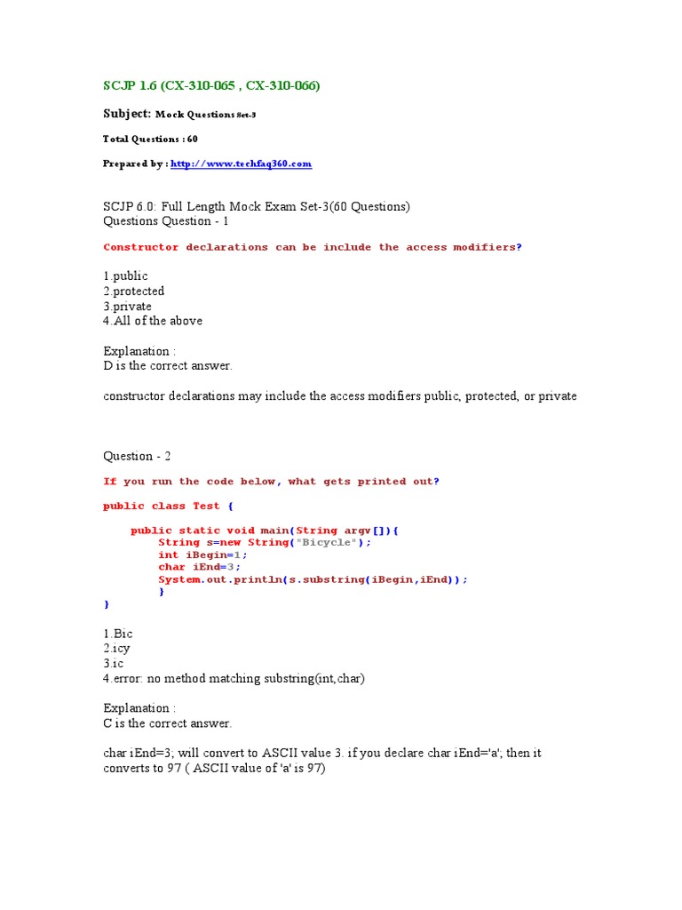 OCJP Final Set-3 | PDF | Method (Computer Programming) | Class (Computer Programming)