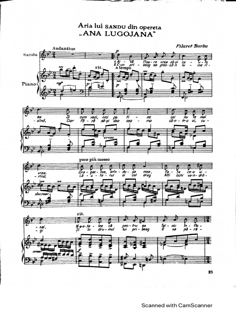 Aria Lui Sandu - Ana Lugojana" - Filaret Barbu | PDF