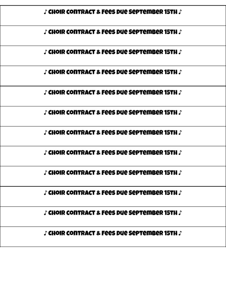Choir Contract & Fees Due September 15th | PDF