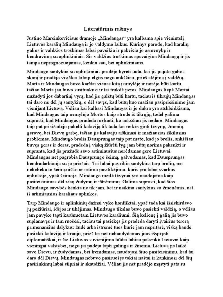 J. Marcinkevičius Mindaugas | PDF