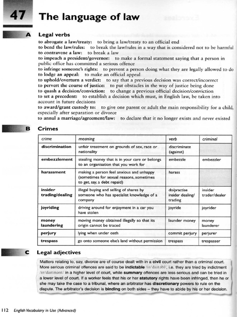 EVIU Advanced - The Language of Law | PDF