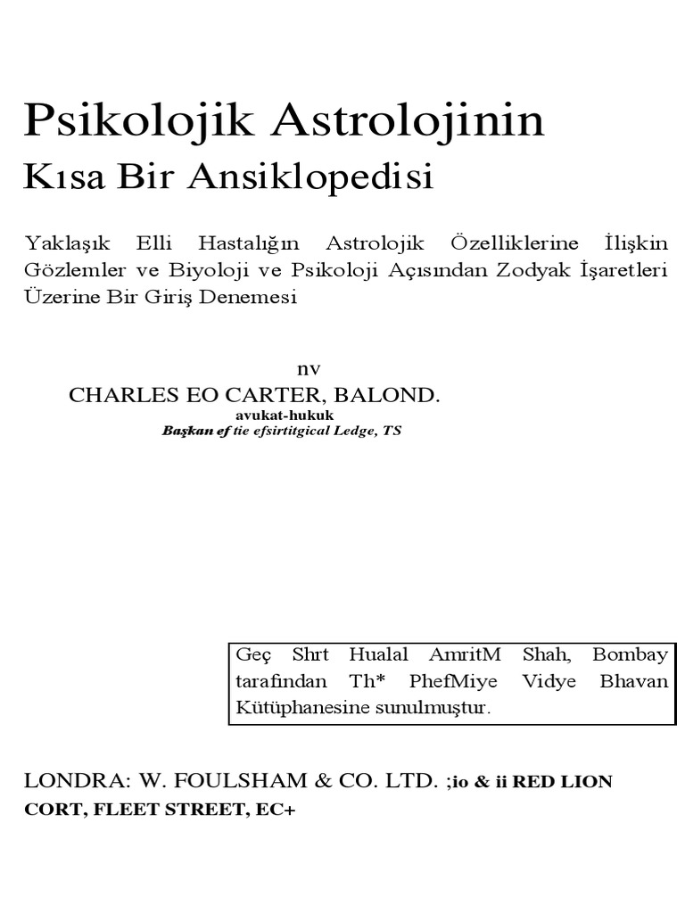 Psikolojik Astrolojinin Kısa Ansiklopedisi | PDF