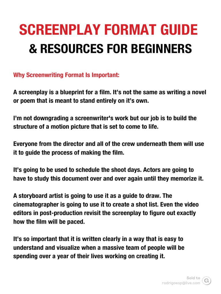 Screenplay Format Guide | PDF | Screenplay