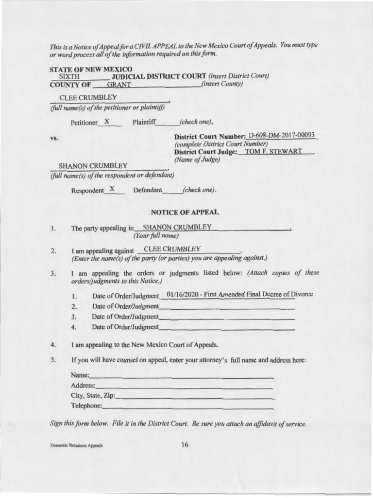 NoticetoAppeal | PDF | Judgment (Law) | Affidavit