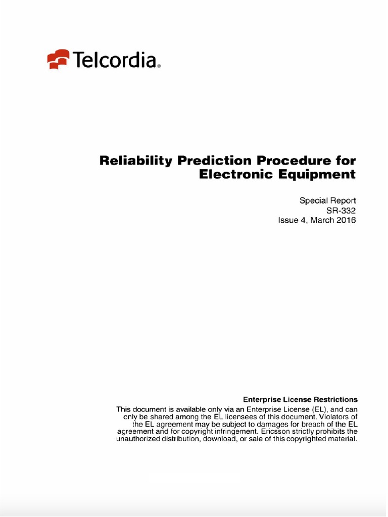 Telcordia SR-332 Issue 04 | PDF
