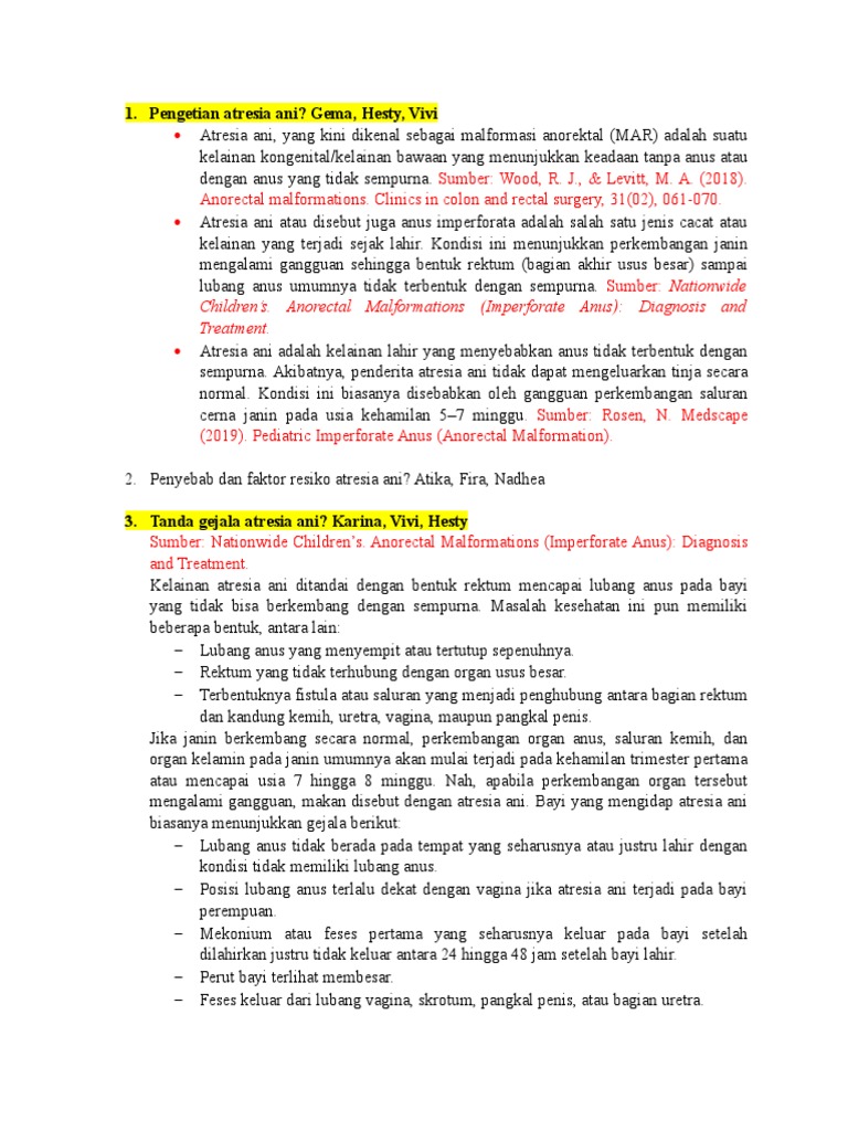 Tutorial Atresia Ani | PDF