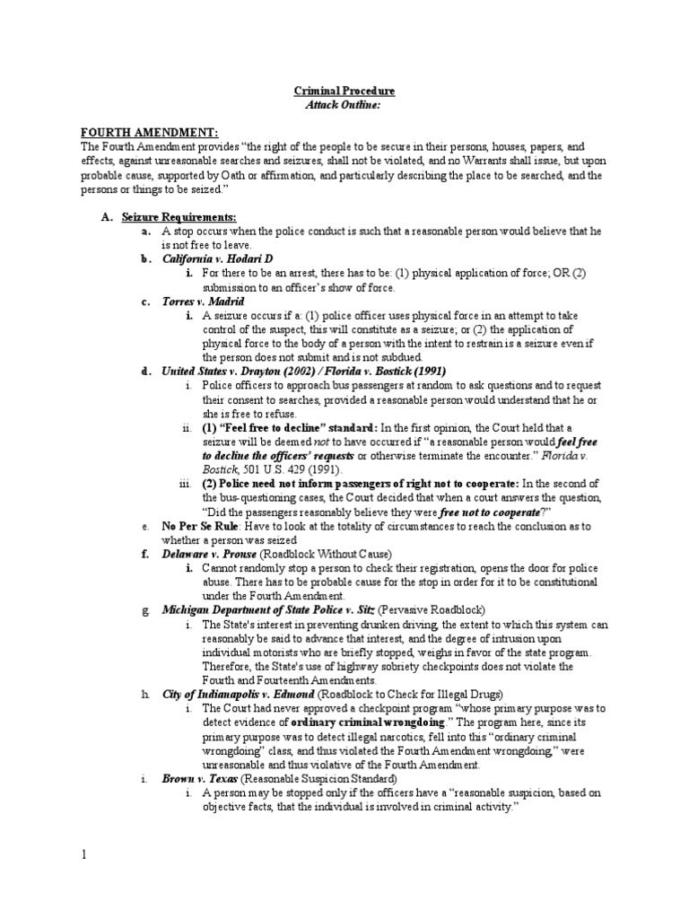 Attack Outline - Criminal Pro | PDF | Fourth Amendment To The United ...