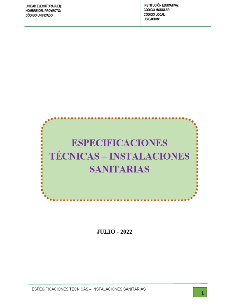 Especificaciones Tecnicas - Instalaciones Sanitarias 08-08 | Descargar gratis PDF | Baño | Tap ...