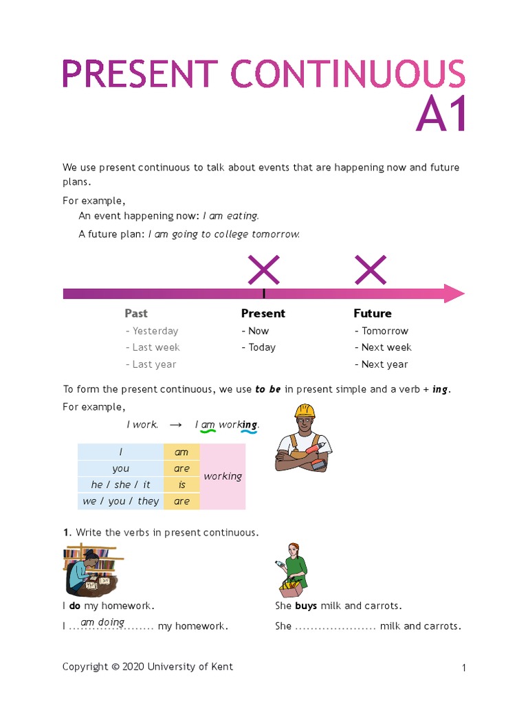 Present Continuous A1 Students Worksheet | PDF | Cuisine | Foods