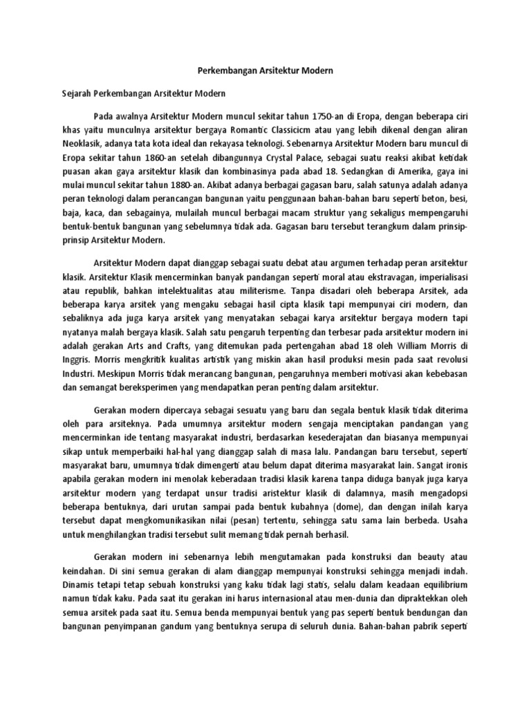 Perkembangan Arsitektur Modern Pdf