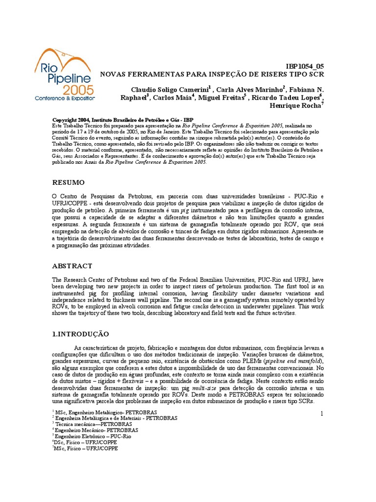 Novas Ferramentas para Inspeção de Risers Tipo SCR | PDF | Eletrônicos ...