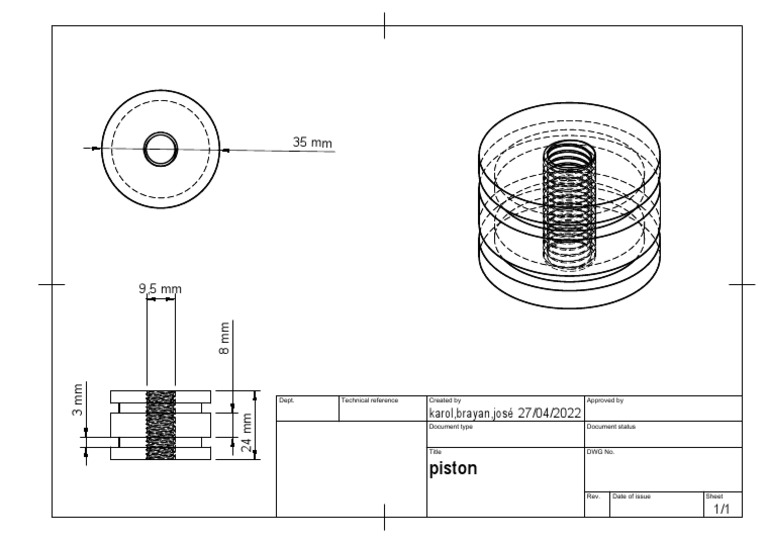 Piston Technical Drawing | PDF