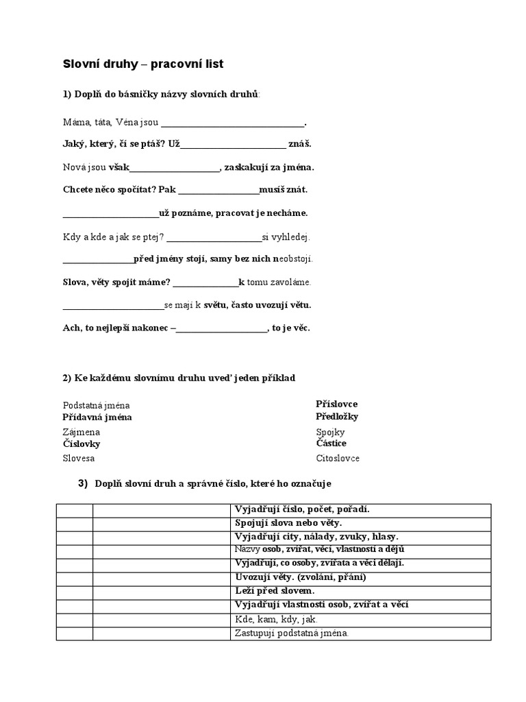 3B Slovni Druhy | PDF