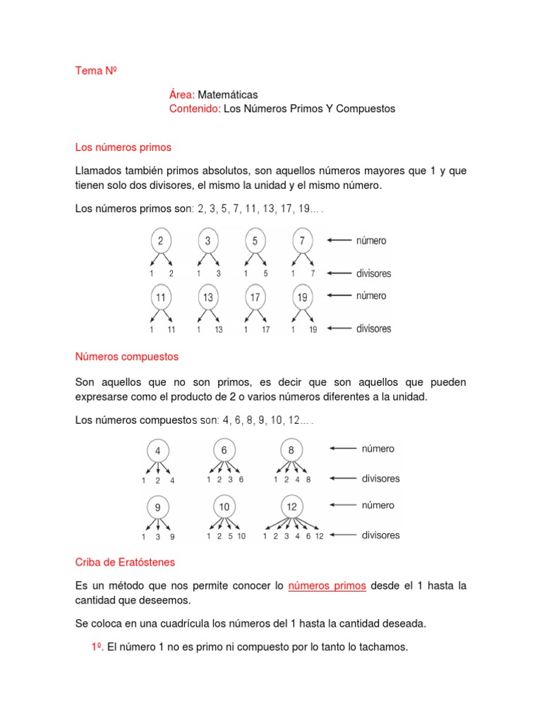 09-03 - Los Numeros Primos y Compuestos | PDF | Métodos y materiales de ...