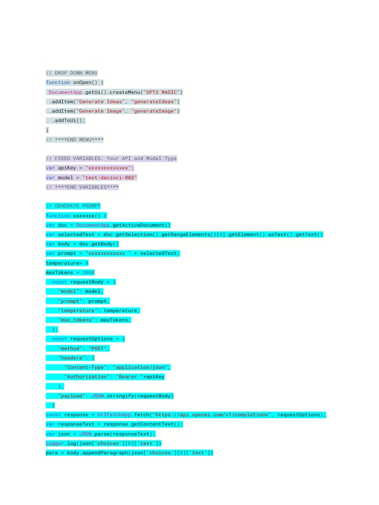 CODE SNIPPETS FOR GOOGLE DOCS | PDF