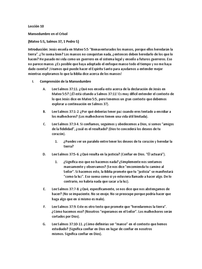 Lección 10 | PDF | Salmos | Evangelio de Mateo