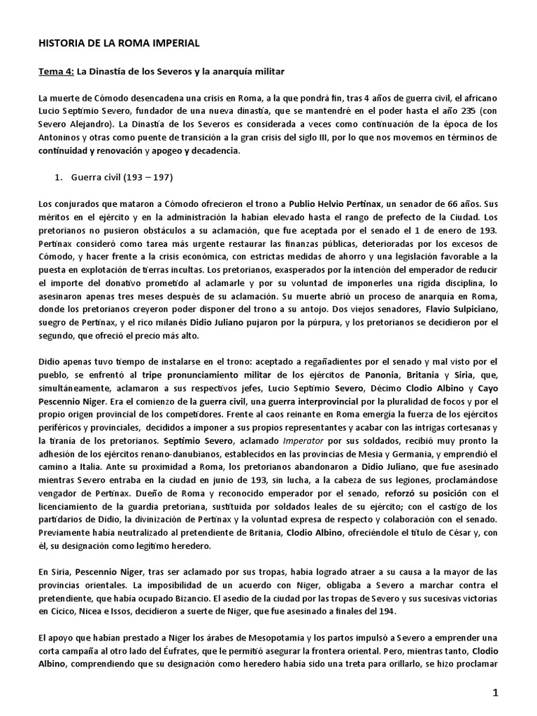 Tema 4. La Dinastia de Los Sev Eros y La Anarquía Militar 2 | PDF ...