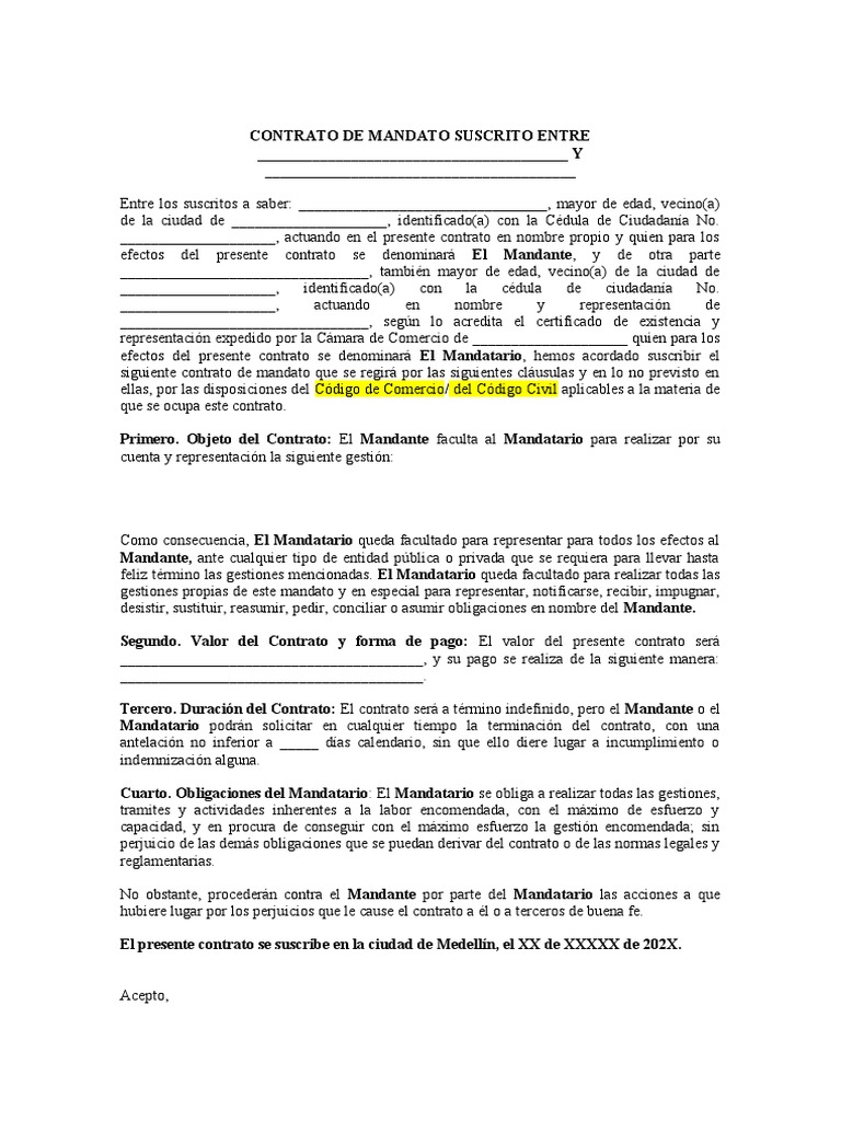 Modelo de Contrato de Mandato | PDF | Justicia | Crimen y violencia