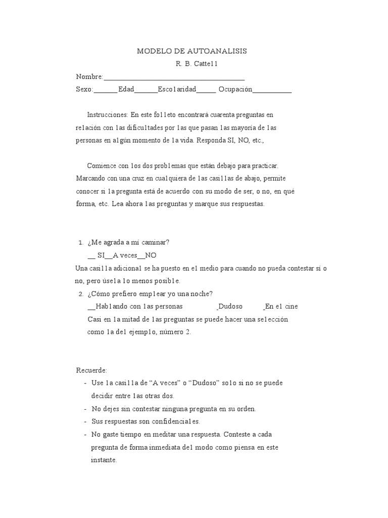 MODELO DE AUTOANALISIS (1) | PDF