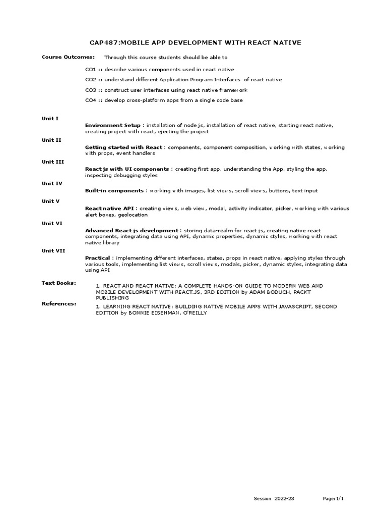 CAP487 Syllabus | PDF | Art | Technology & Engineering
