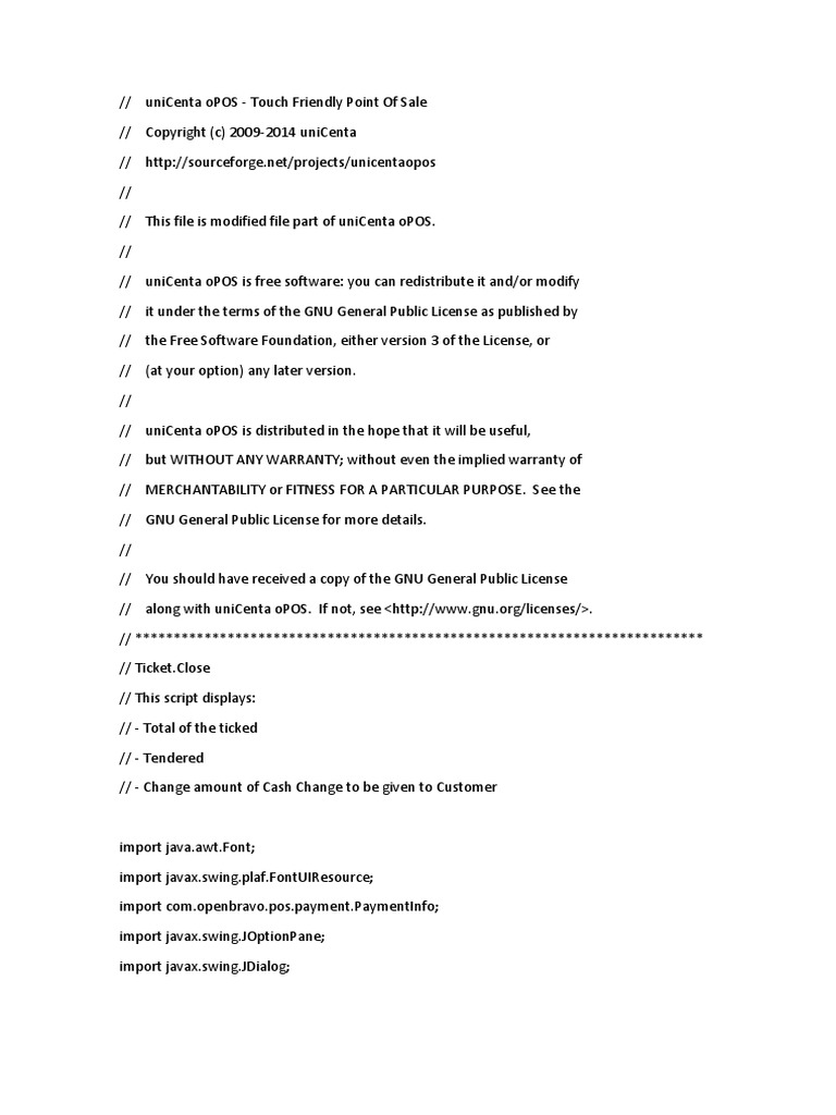 Unicenta Ticket - Close para Mostrar Total Pagado | PDF | Free Software ...