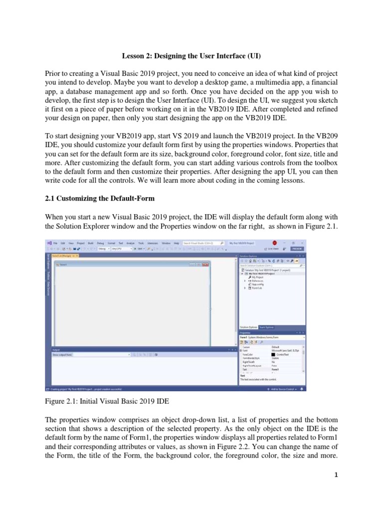 Visual Basic 2019 UI Design Guide | PDF | Integrated Development Environment | User Interface