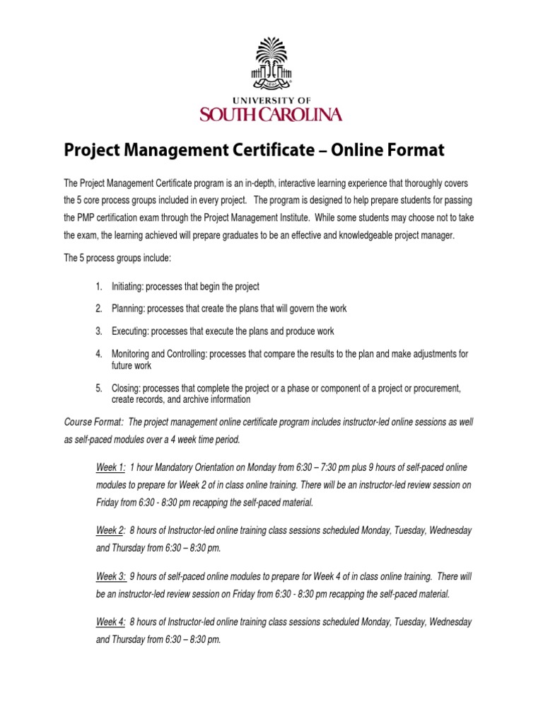 Project Management Certificate - Online Format | PDF | Evaluation ...